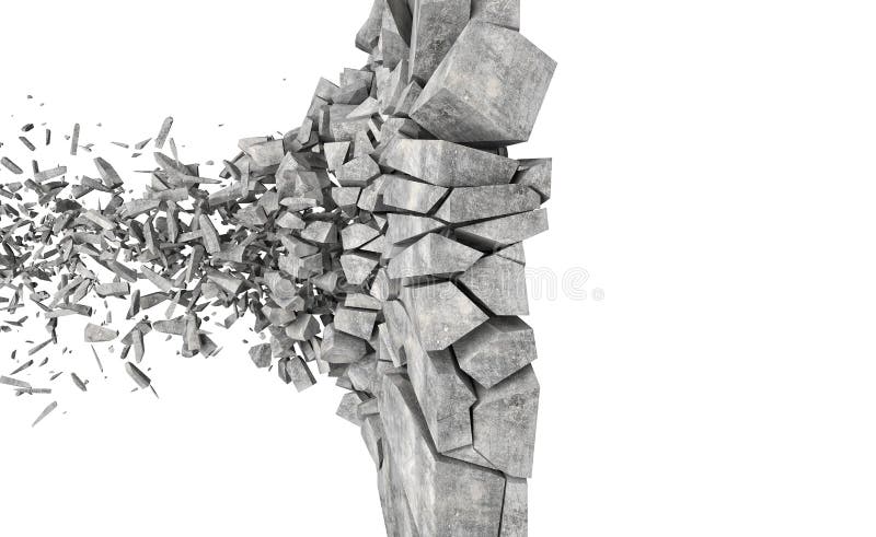Concrete wall crash stock illustration. Illustration of explode - 76240608