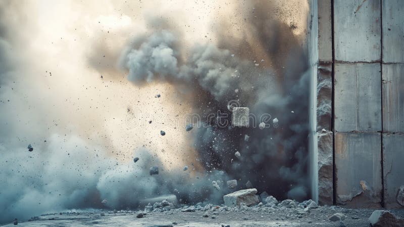 Explosion in a Concrete Wall Stock Photo - Image of land, obstacle ...