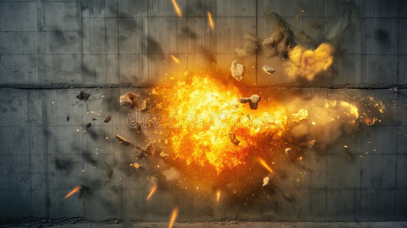 Explosion in a Concrete Wall Stock Photo - Image of debris, abstract ...