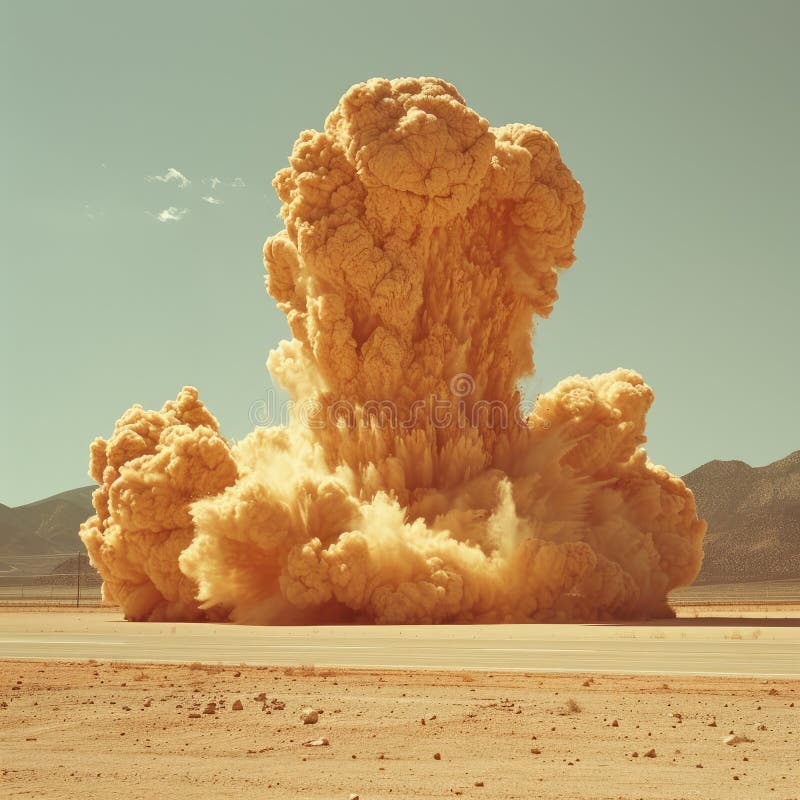 Explosion Creates Massive Cloud of Smoke and Debris in Desert Landscape ...
