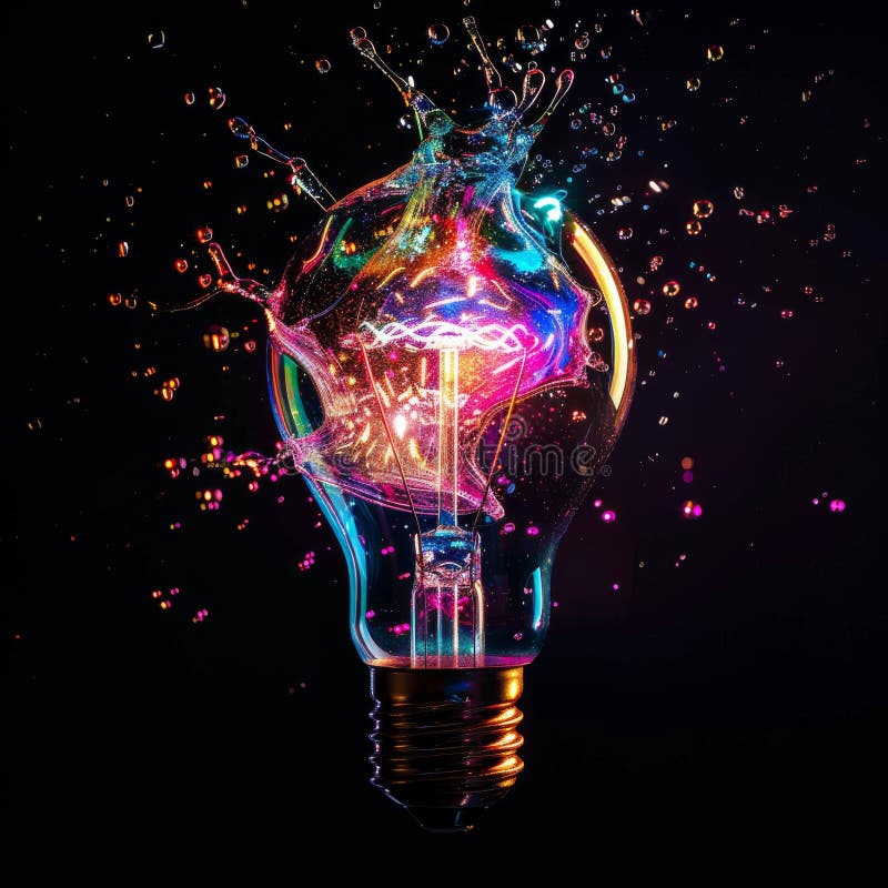 Explosion of Creativity, Color Light Bulb Explodes with Colorful ...