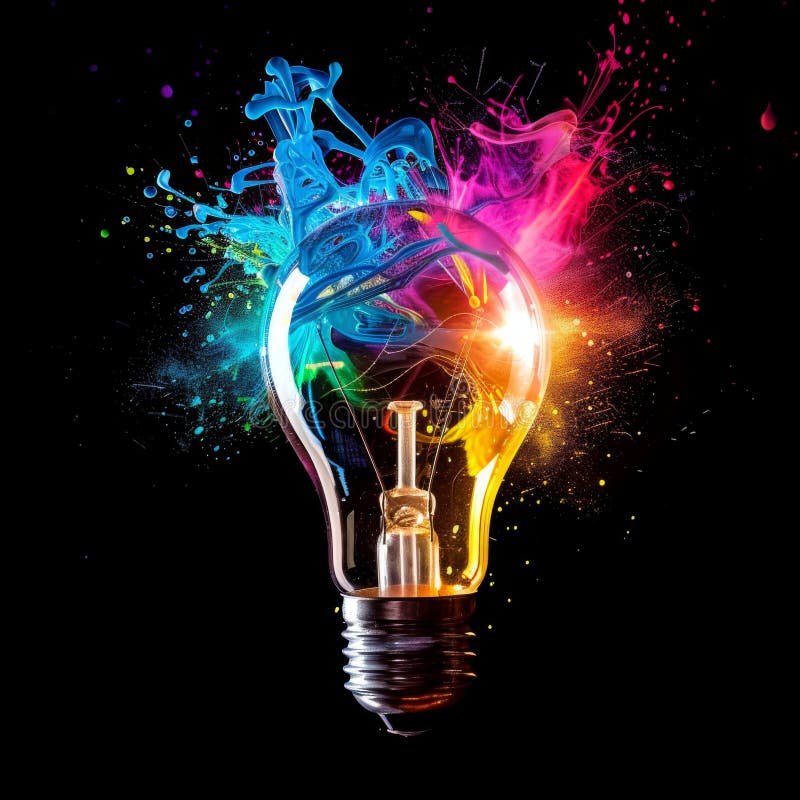 Explosion of Creativity, Color Light Bulb Explodes with Colorful ...