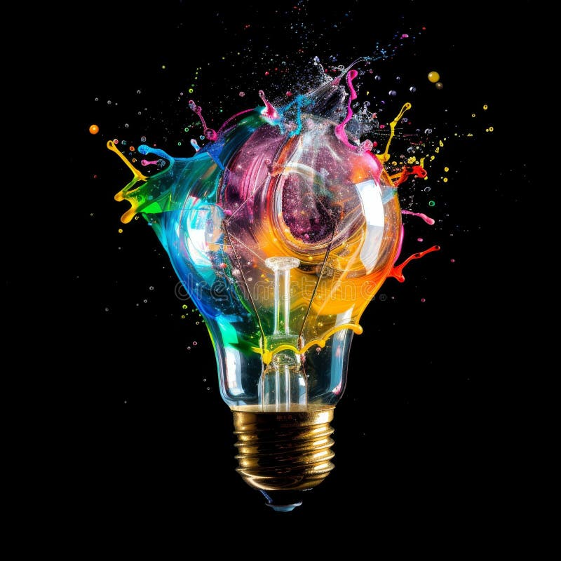 Explosion of Creativity, Color Light Bulb Explodes with Colorful ...