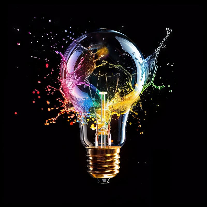 Explosion of Creativity, Color Light Bulb Explodes with Colorful ...