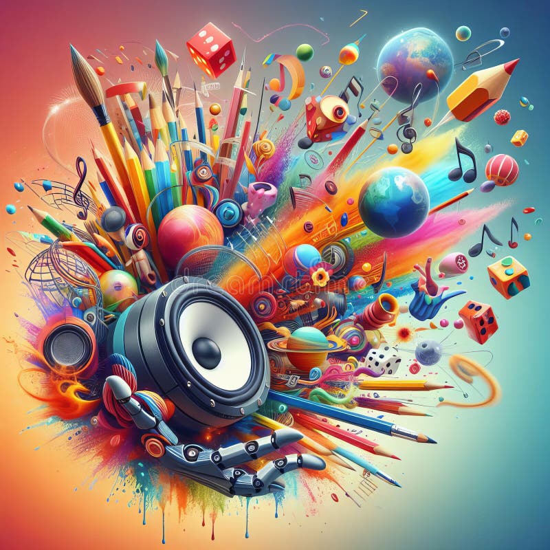Explosion of Creativity and Music Stock Image - Image of sound ...