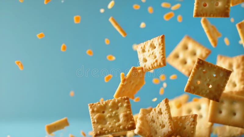 Explosion of Crispy Snack Crackers Stock Video - Video of crisp, chewy ...