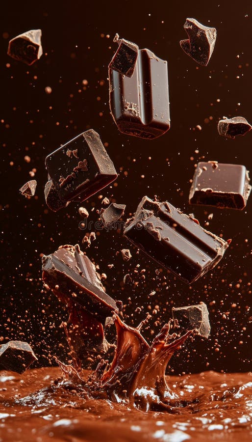 Explosion of Dark Chocolate, Cocoa Powder, and Chocolate Splash on a ...