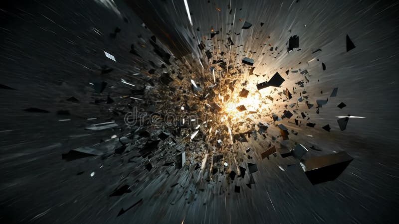 Explosion of Debris in Outer Space with Bright Light, Dynamic Movement ...