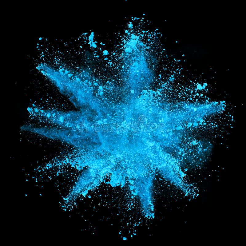 Die Explosion Des Blau Farbigen Pulvers Schöne Blaue Farbpulverfliege ...