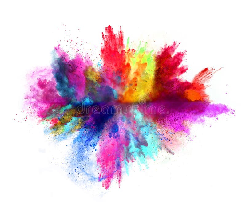 Explosion Des Farbigen Pulvers Auf Weißem Hintergrund Stockfoto - Bild ...