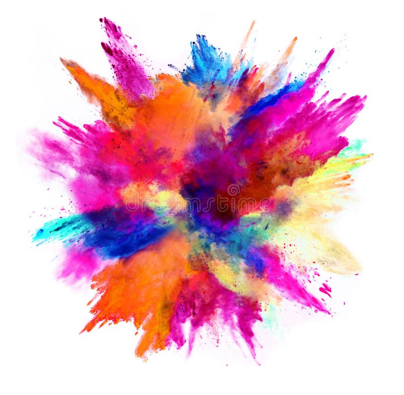 Explosion Des Farbigen Pulvers Auf Weißem Hintergrund Stockfoto - Bild ...