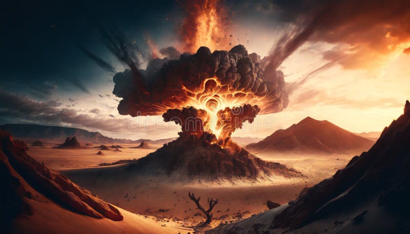 Explosion in the desert stock illustration. Illustration of landscape ...