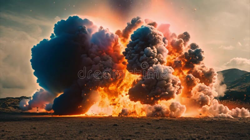 Explosion in the Desert Landscape Stock Footage - Video of heat ...