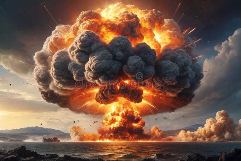 Explosion of Destroying Nuclear Bomb Stock Illustration - Illustration ...