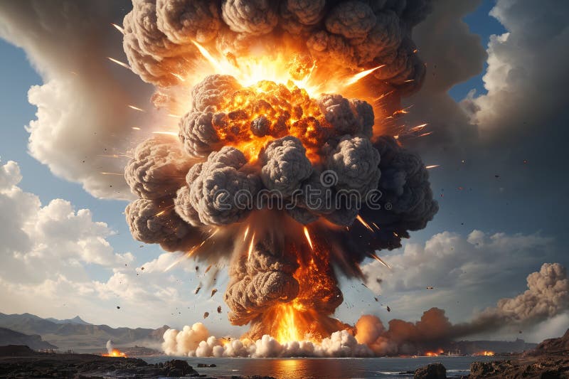 Explosion of Destroying Nuclear Bomb Stock Illustration - Illustration ...