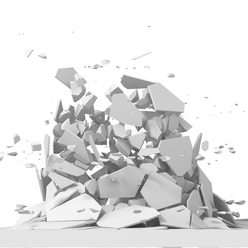 Explosion Destruction with Many Chaotic Fragments Stock Illustration ...