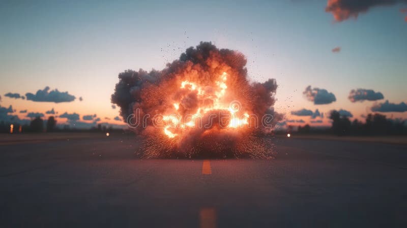 Explosion Detonates in the Horizon with Shockwave Distorting the Air ...
