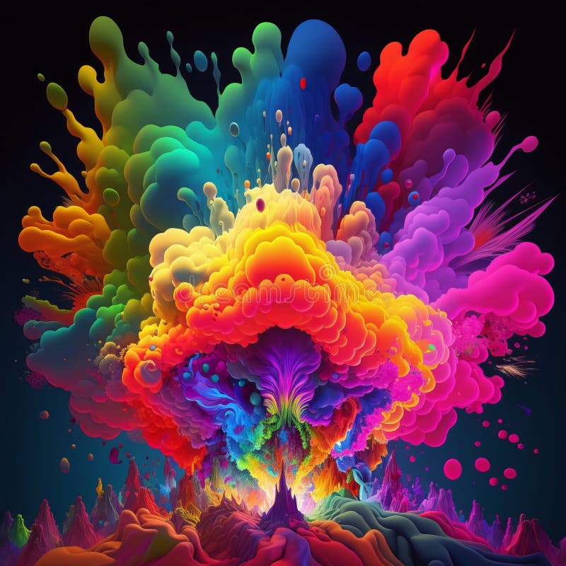 Explosion of Different Colors Generative AI Stock Illustration ...