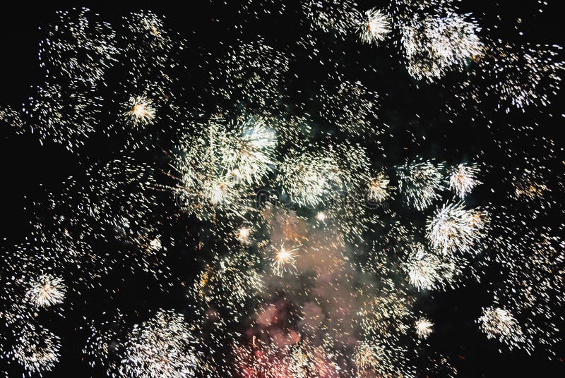 Exploding Bright Fireworks Against a Night Sky Stock Photo - Image of ...