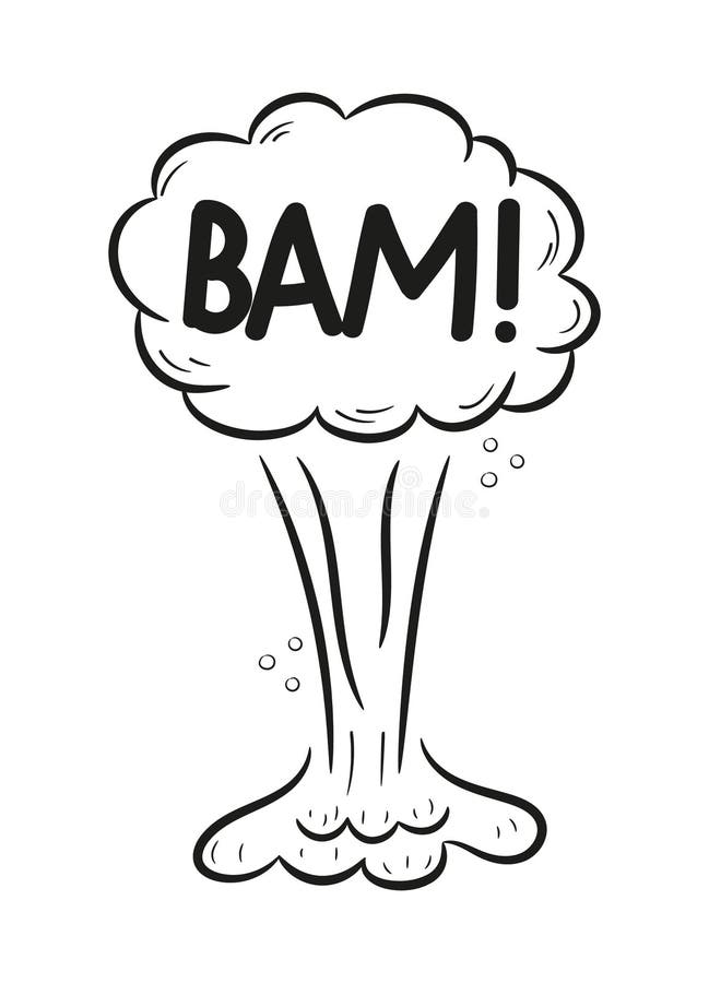 Explosion Doodle, Bomb Element. Comic Zap, Boom, Bam Smoke Sketch ...