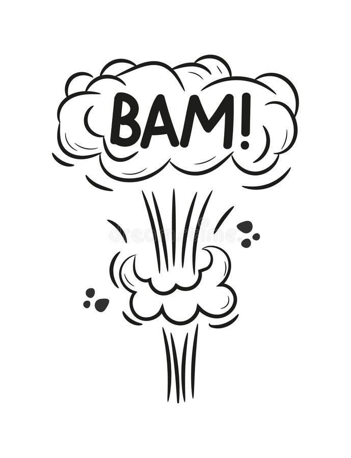 Explosion Doodle, Bomb Element. Comic Zap, Boom, Bam Smoke Sketch ...