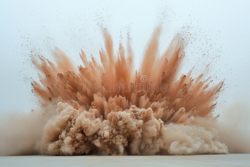 An Explosion of Dust and Soil Isolated on a White Background Stock ...