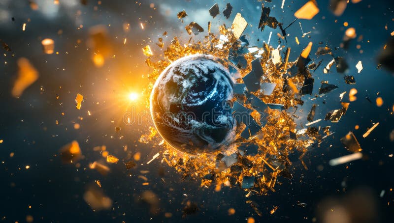 The Explosion of the Earth. Generative AI. Stock Illustration ...