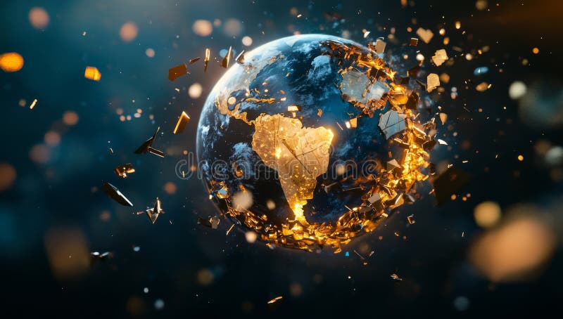 The Explosion of the Earth. Generative AI. Stock Illustration ...