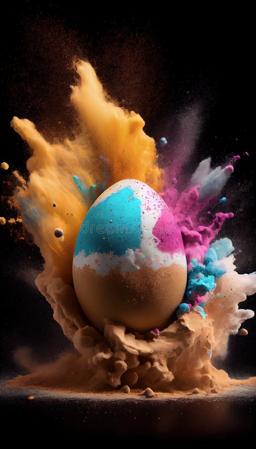 The Explosion Effect of an Egg Falling Onto Colorful Sand Creates a ...