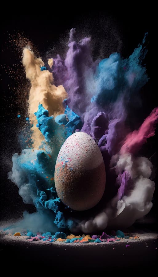 The Explosion Effect of an Egg Falling Onto Colorful Sand Creates a ...