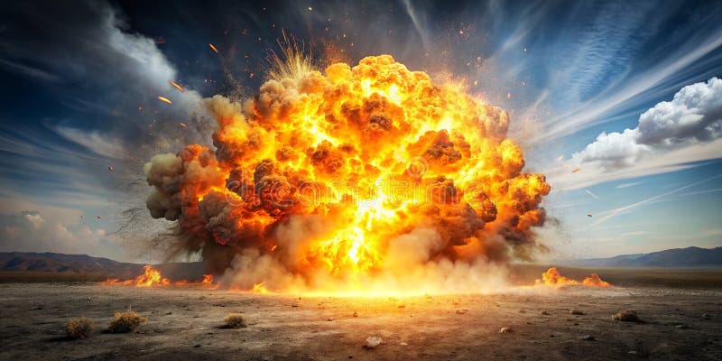 Explosion Effect Fire Blast Landscape AI-Created Content Stock ...