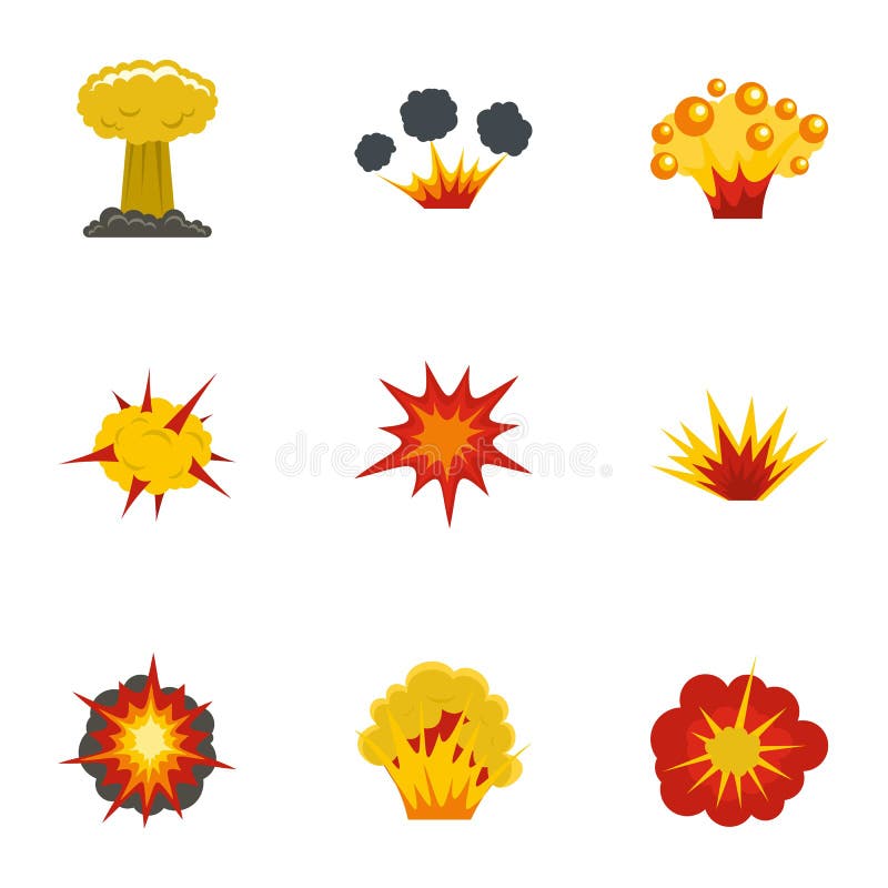 Animation Explosion Icons Set, Cartoon Style Stock Vector ...