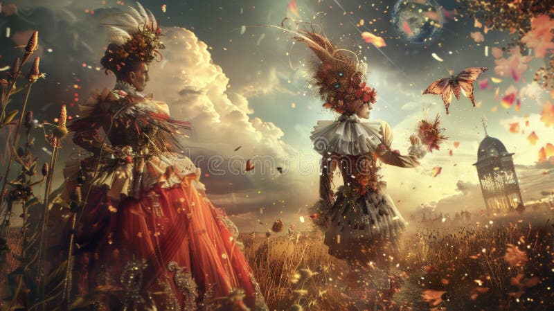 An Explosion of Energy and Excitement with People Dressed in Elaborate ...