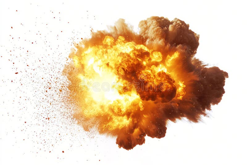 Explosion of Fire with Flying Glowing Particles, Dramatic and Isolated ...