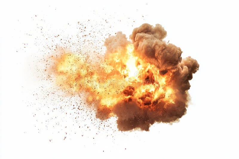 Explosion of Fire with Flying Glowing Particles, Dramatic and Isolated ...