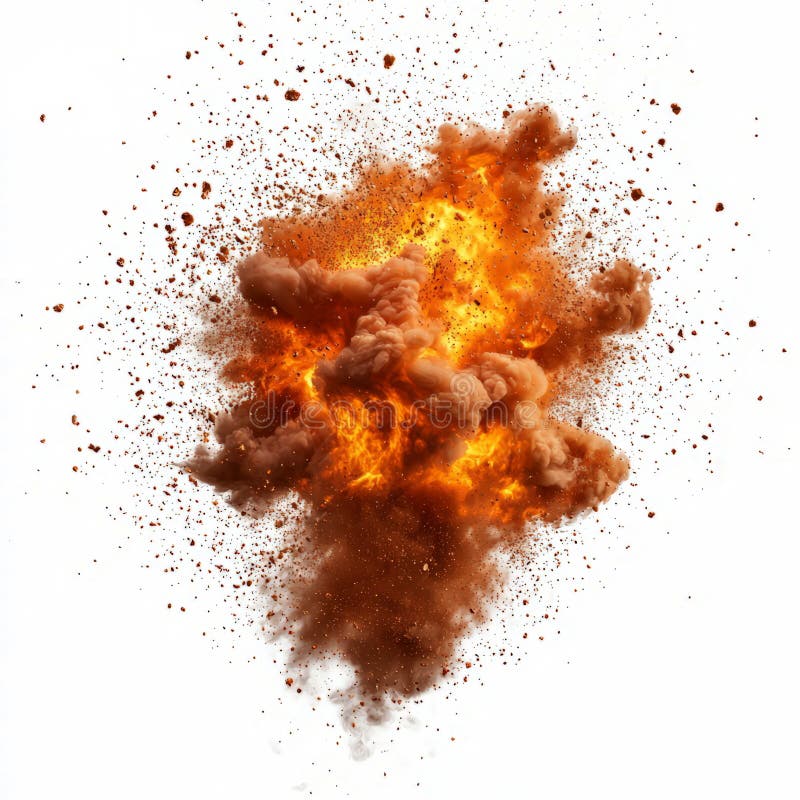 Explosion of Fire with Flying Glowing Particles, Dramatic and Isolated ...