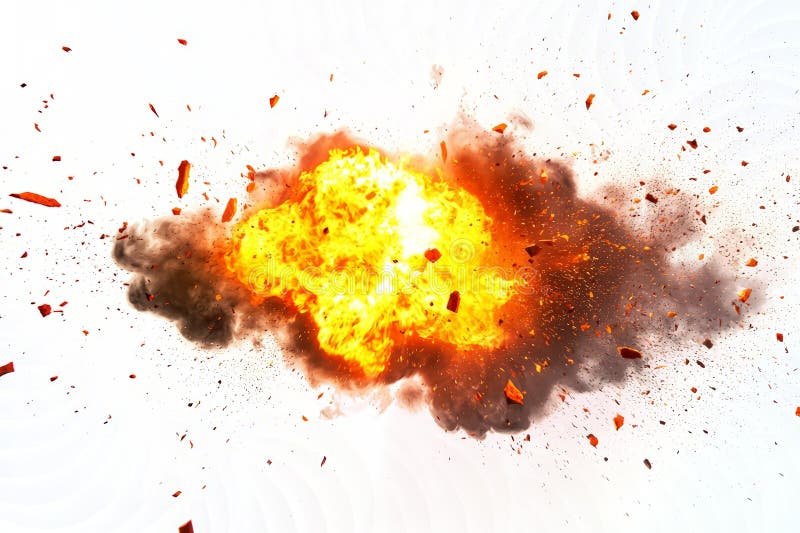 Explosion of Fire with Flying Glowing Particles, Dramatic and Isolated ...