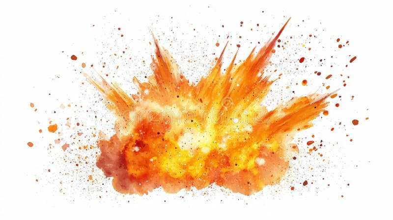 Explosion of Fire with Flying Glowing Particles, Dramatic and Isolated ...