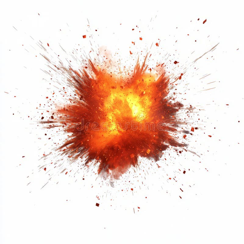 Explosion of Fire with Flying Glowing Particles, Dramatic and Isolated ...