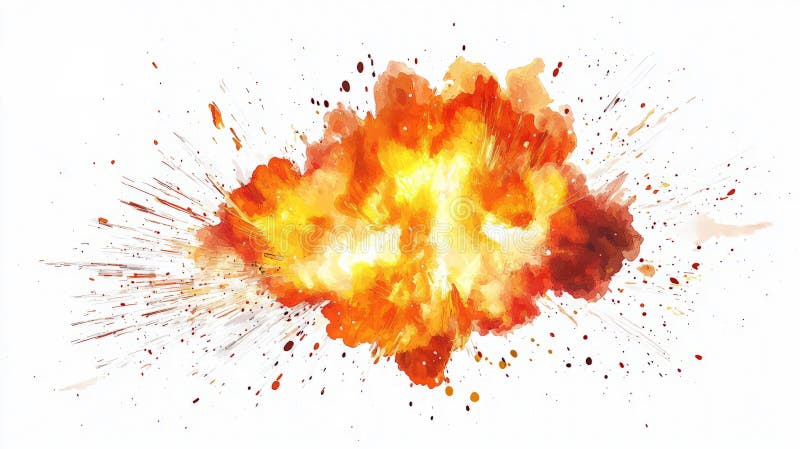 Explosion of Fire with Flying Glowing Particles, Dramatic and Isolated ...