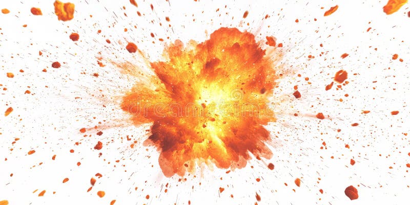 Explosion of Fire with Flying Glowing Particles, Dramatic and Isolated ...
