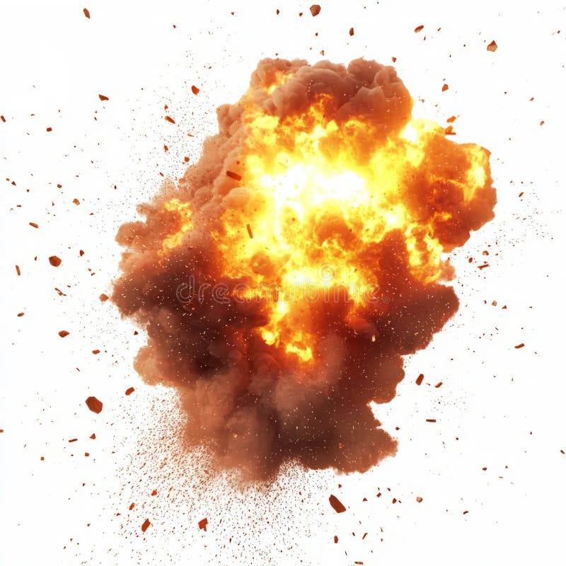Explosion of Fire with Flying Glowing Particles, Dramatic and Isolated ...