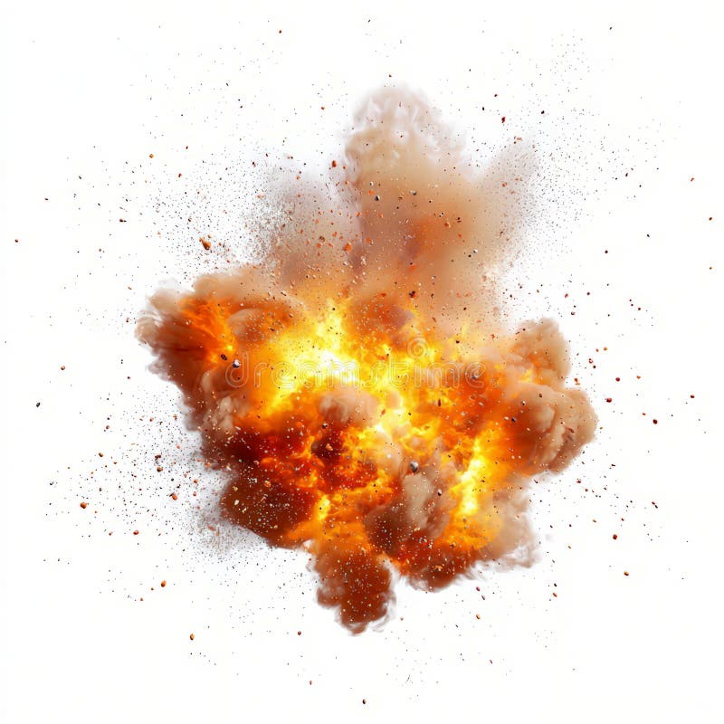 Explosion of Fire with Flying Glowing Particles, Dramatic and Isolated ...