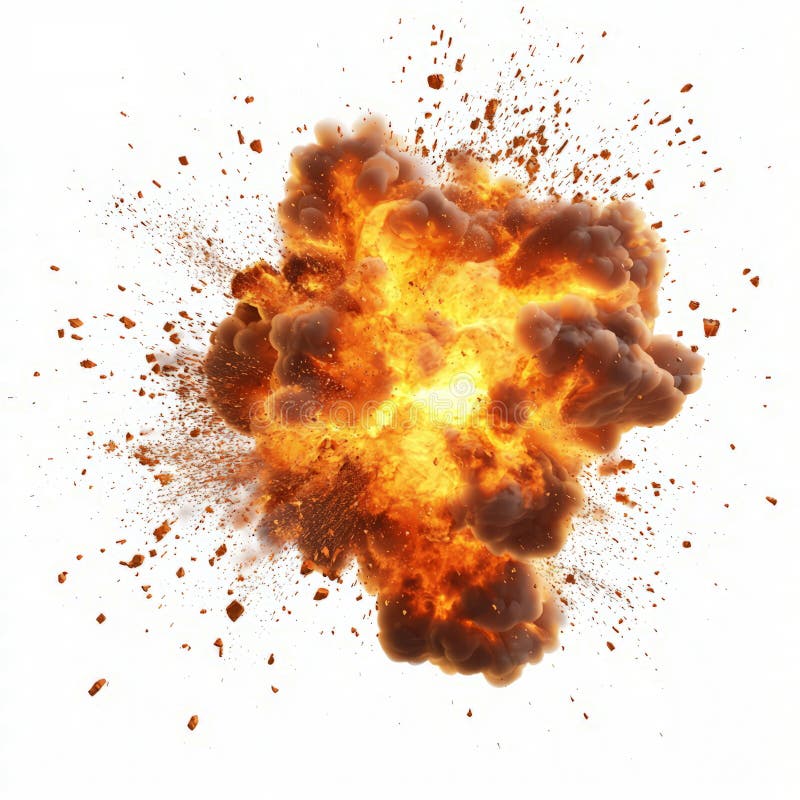 Explosion of Fire with Flying Glowing Particles, Dramatic and Isolated ...