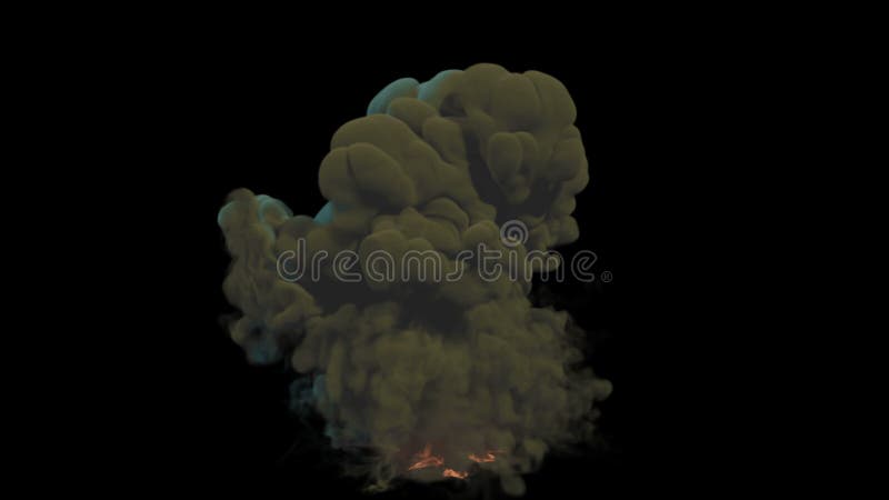 Explosion with Fire and Gray Smoke on Black Stock Video - Video of ...
