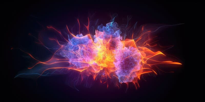 Explosion of Fire. Neon Background with Background Stock Illustration ...