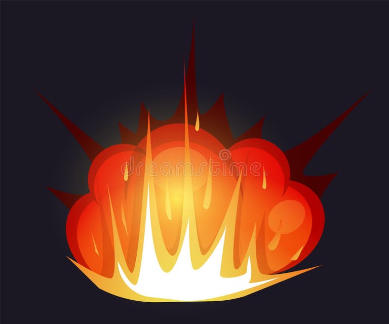 Explosion. Fire, Red Blaze, Explode Weapon. Comic Atomic Damage ...