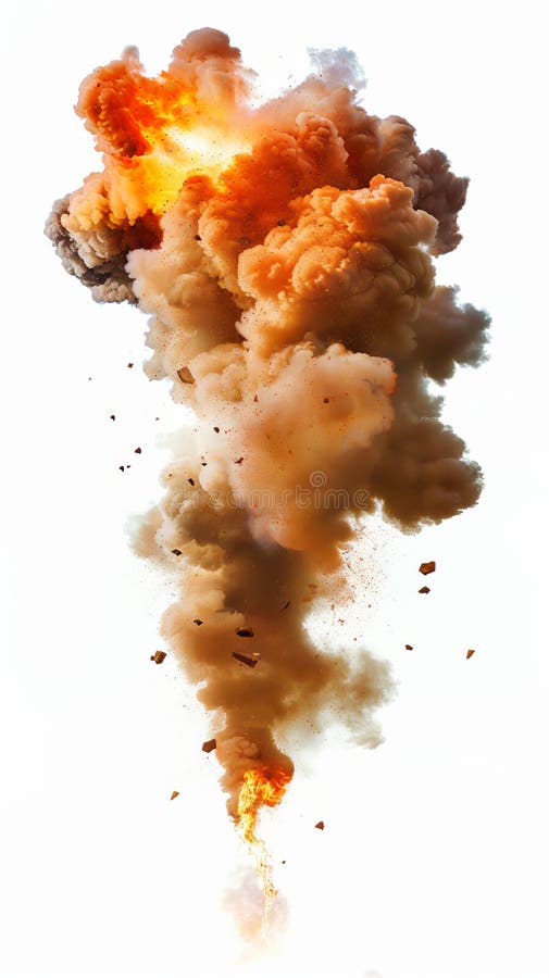 Explosion with Fire and Smoke on White Background Stock Photo - Image ...