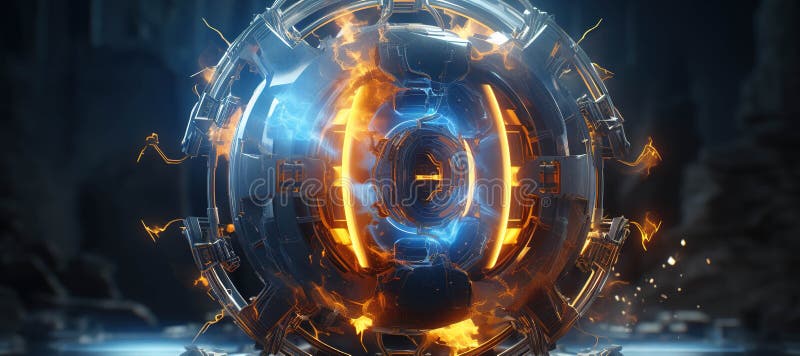 Explosion of Fireball Electrical Energy, Elemental Stock Illustration ...