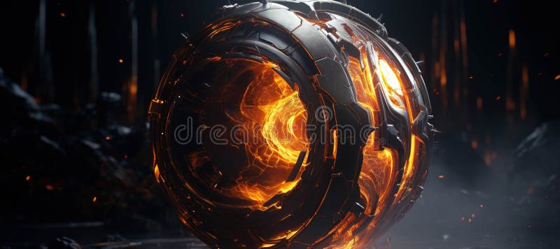 Explosion of Fireball Electrical Energy, Elemental Stock Illustration ...